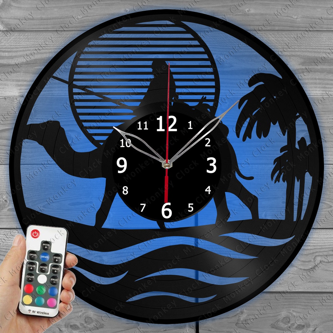 Camel Clock With LED Light Vinyl Clock Art Home Decor Wall Clock Custom ...