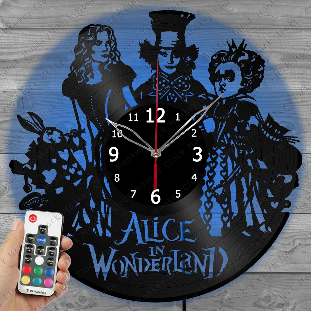 Alice in Wonderland Clock With LED Light Wall Art Home Decor Alice Wall ...