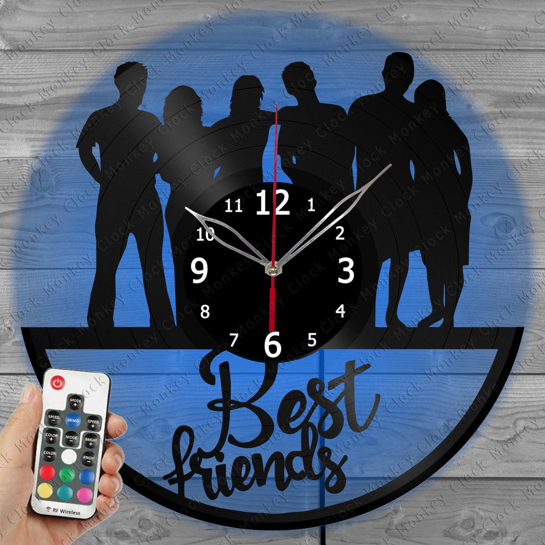 Best Friends Clock With LED Light Vinyl Clock Decor Wall Clock Custom ...