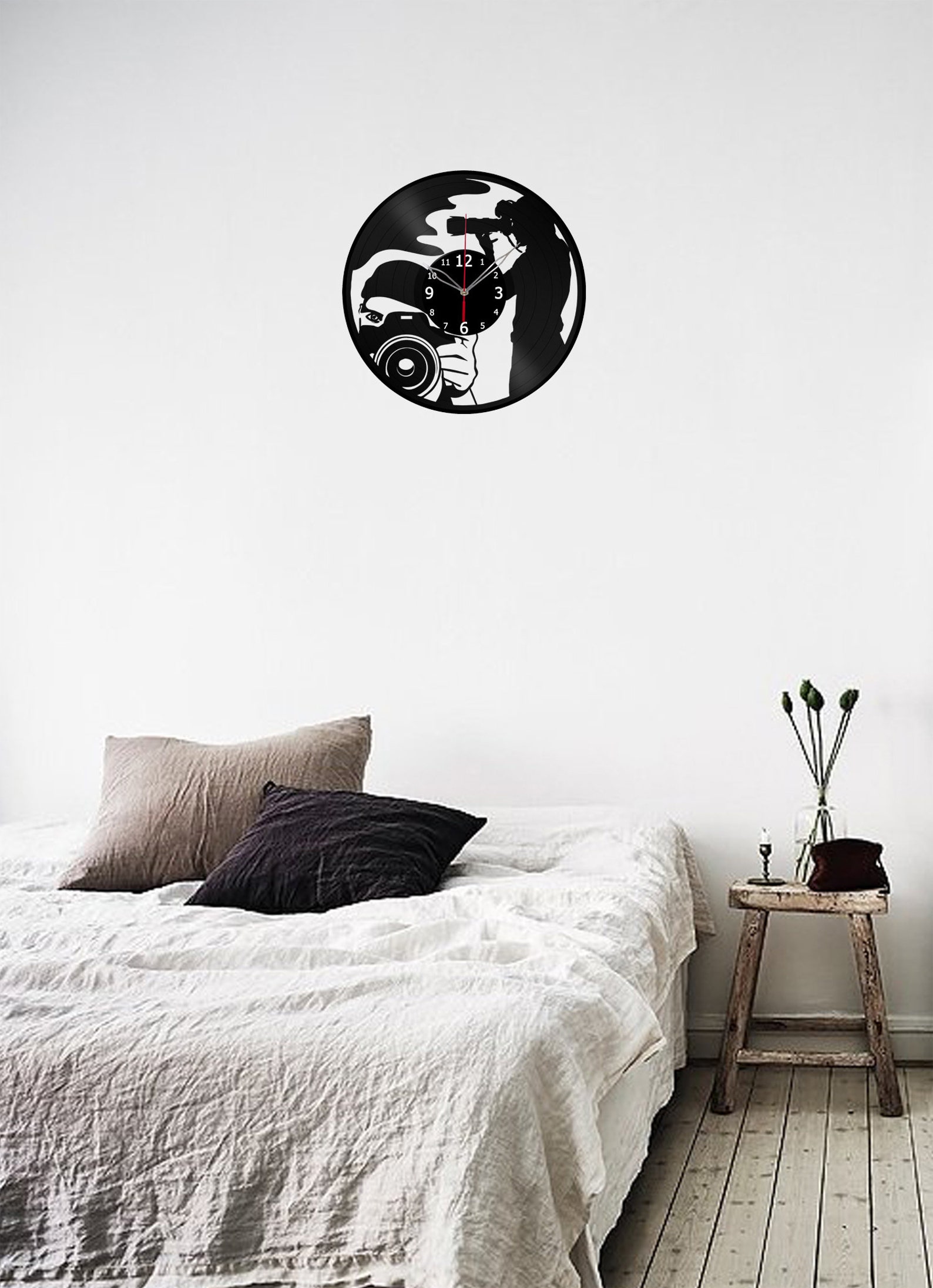 Photographer Clock With LED Light Vinyl Clock Photo Wall Clock Custom ...