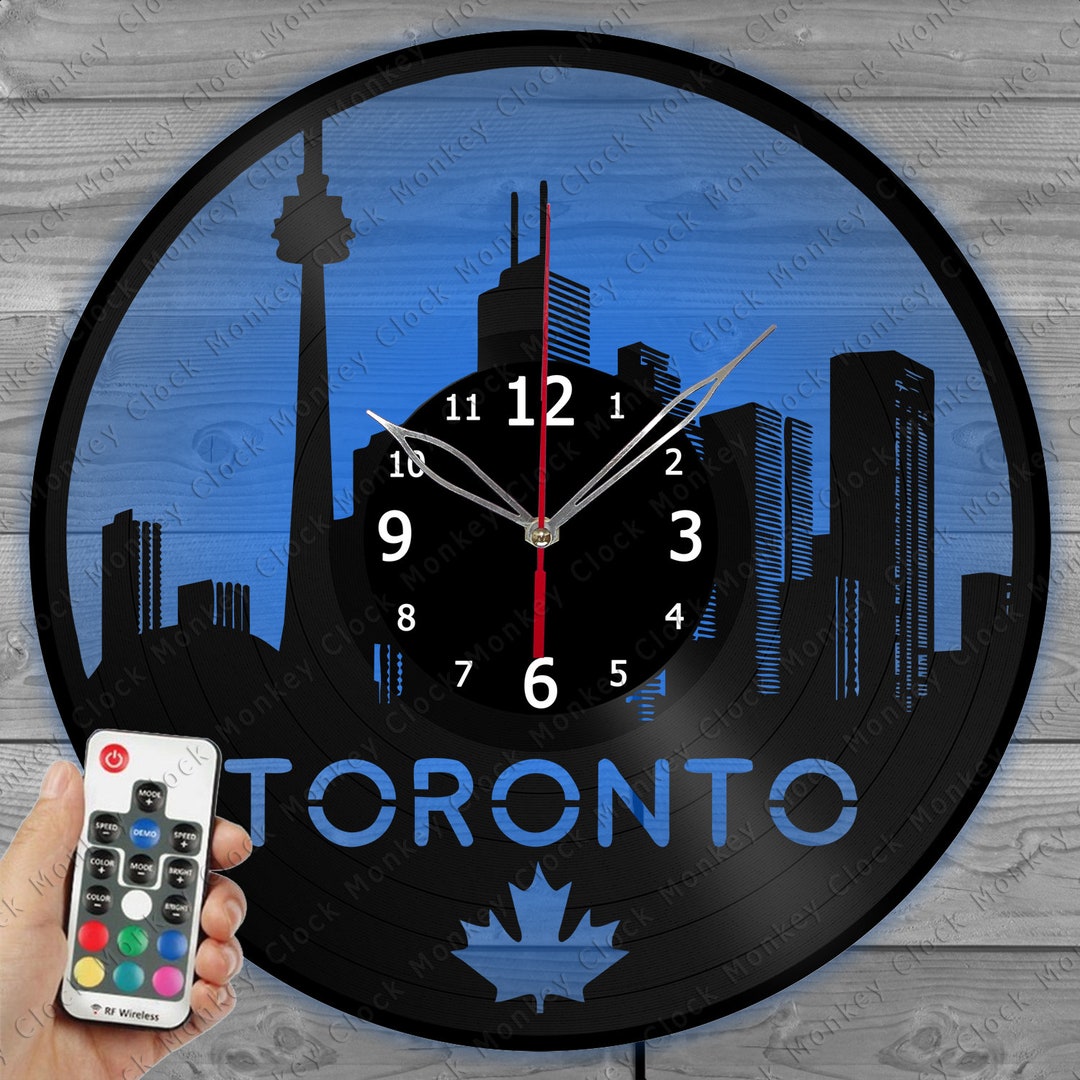Toronto Clock With LED Light Vinyl Clock Home Decor City Wall Clock ...