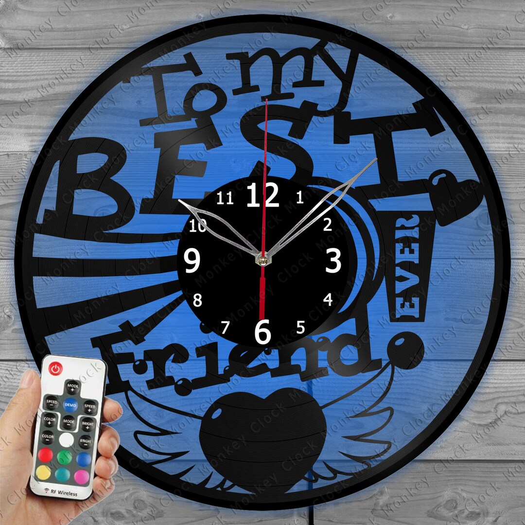 Best Friends Clock With LED Light Vinyl Clock Art Home Wall Clock ...