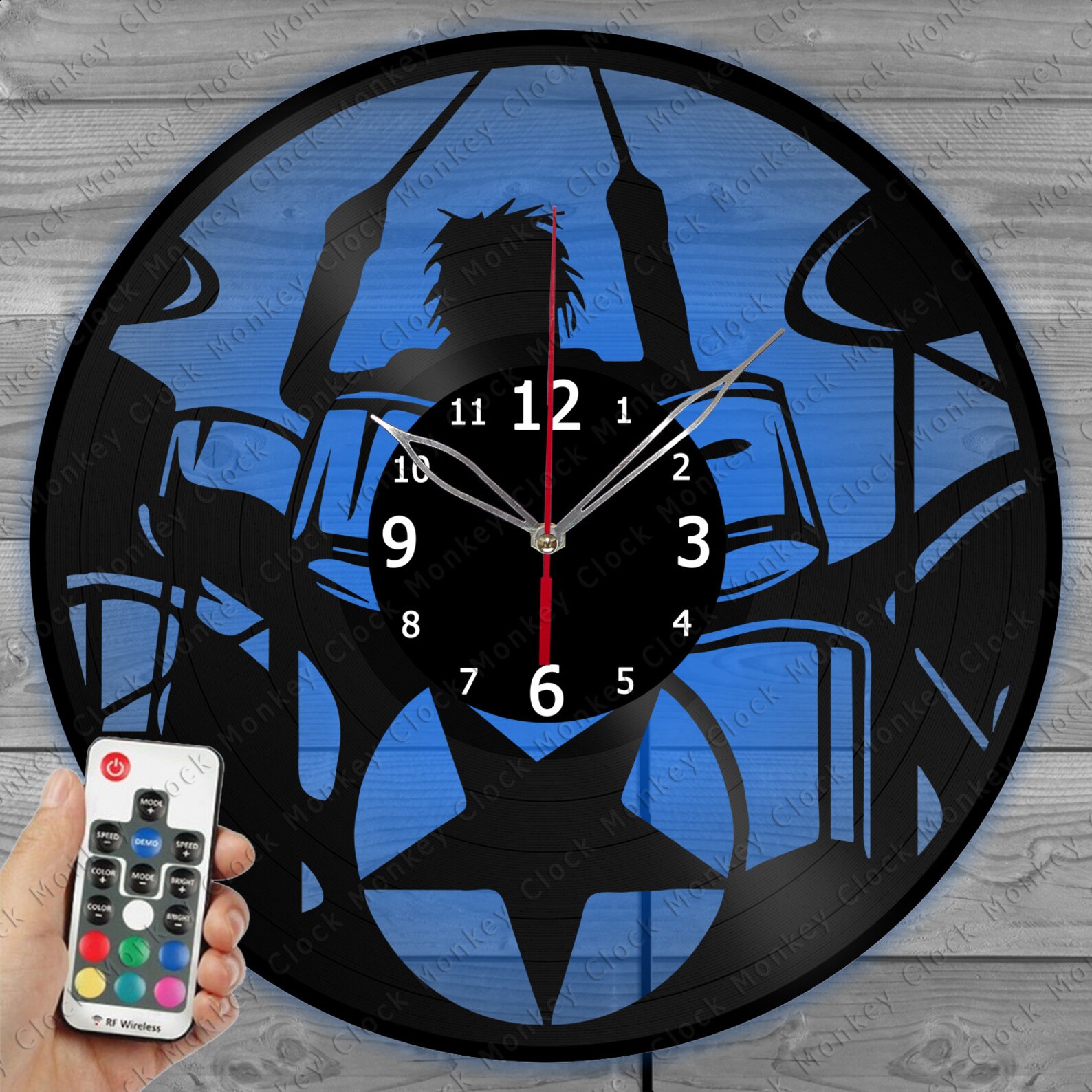Drums Clock With LED Light Vinyl Clock Decor Music Wall Clock Custom ...