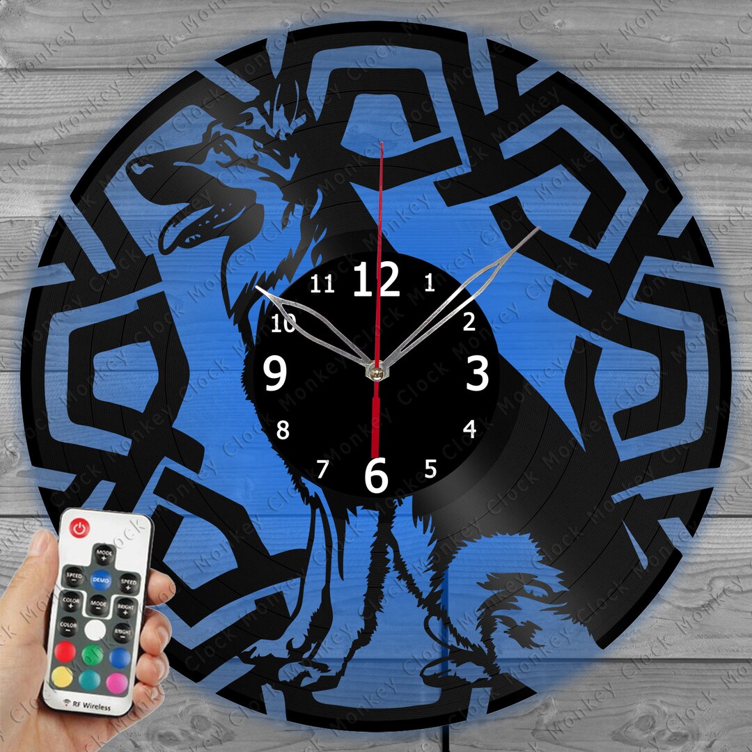 German Shepherd Clock With LED Light Vinyl Clock Art Home Decor Dog ...