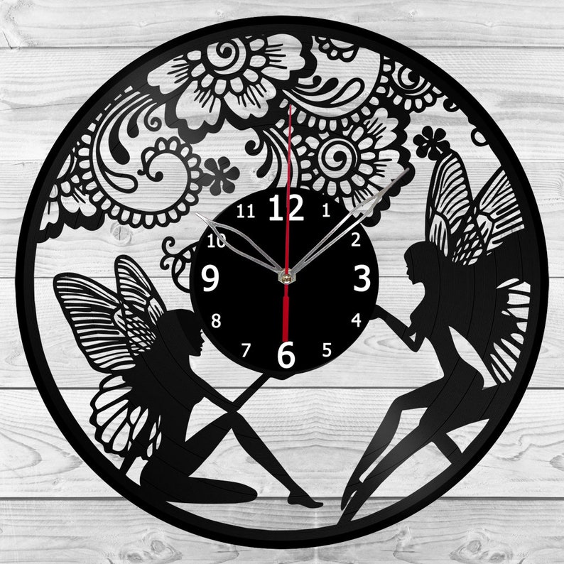 Butterfly Fairy Clock With LED Light Vinyl Clock Decor Wall Clock ...