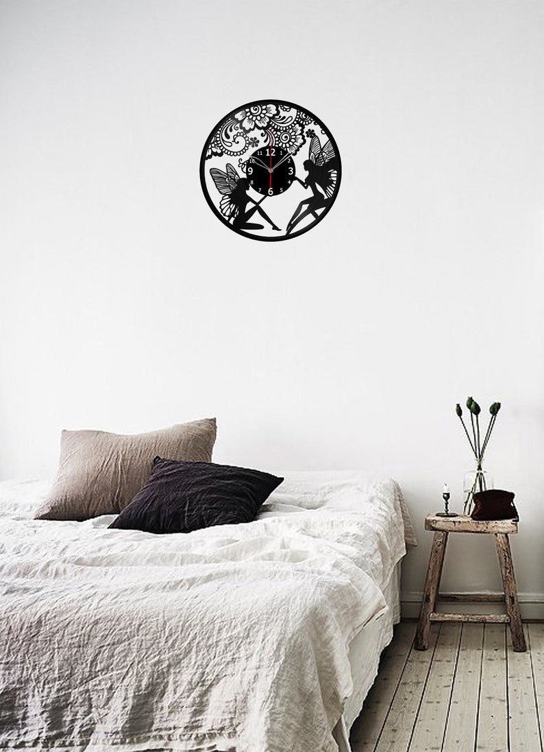 Butterfly Fairy Clock With LED Light Vinyl Clock Decor Wall Clock ...