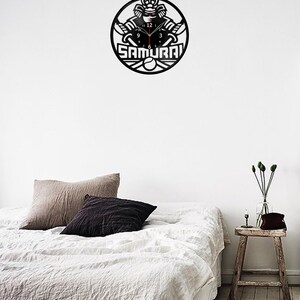 Samurai Clock With LED Light Vinyl Clock Decor Home Wall Clock Custom ...