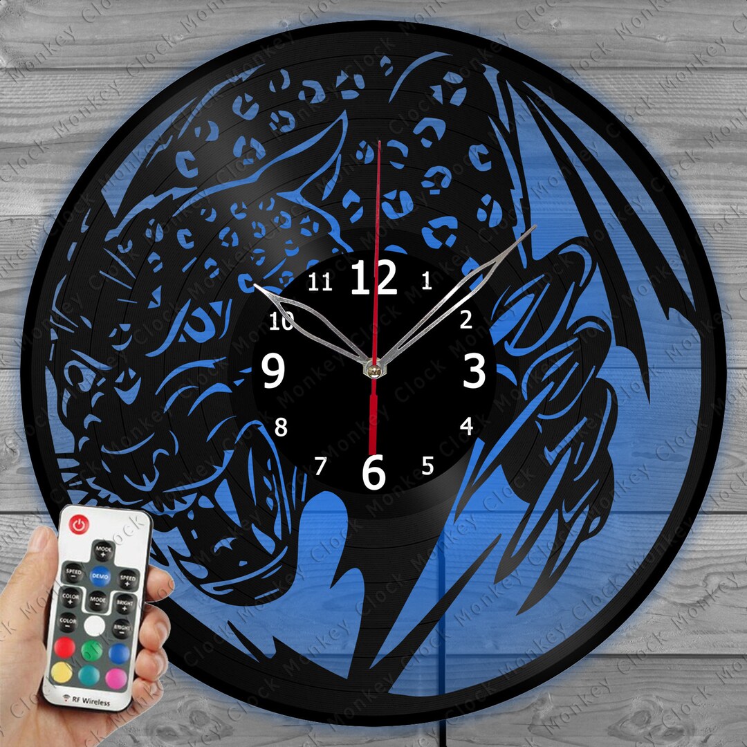 Cheetah Clock With LED Light Vinyl Clock Home Wall Clock Custom Order ...