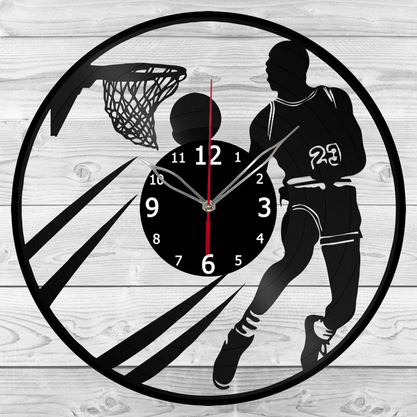 Basketball Clock With LED Light Vinyl Clock Art Home Decor Wall Clock ...