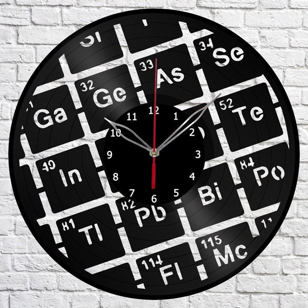 Chemical Element Periodic Table Clock With LED Light Vinyl Clock Art ...