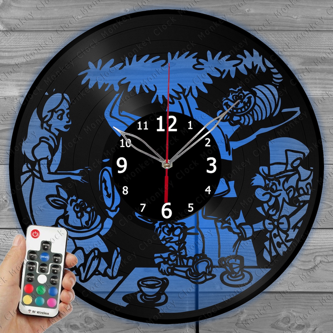 Alice in Wonderland Vinyl Clock With LED Light Vinyl Clock Home Decor ...