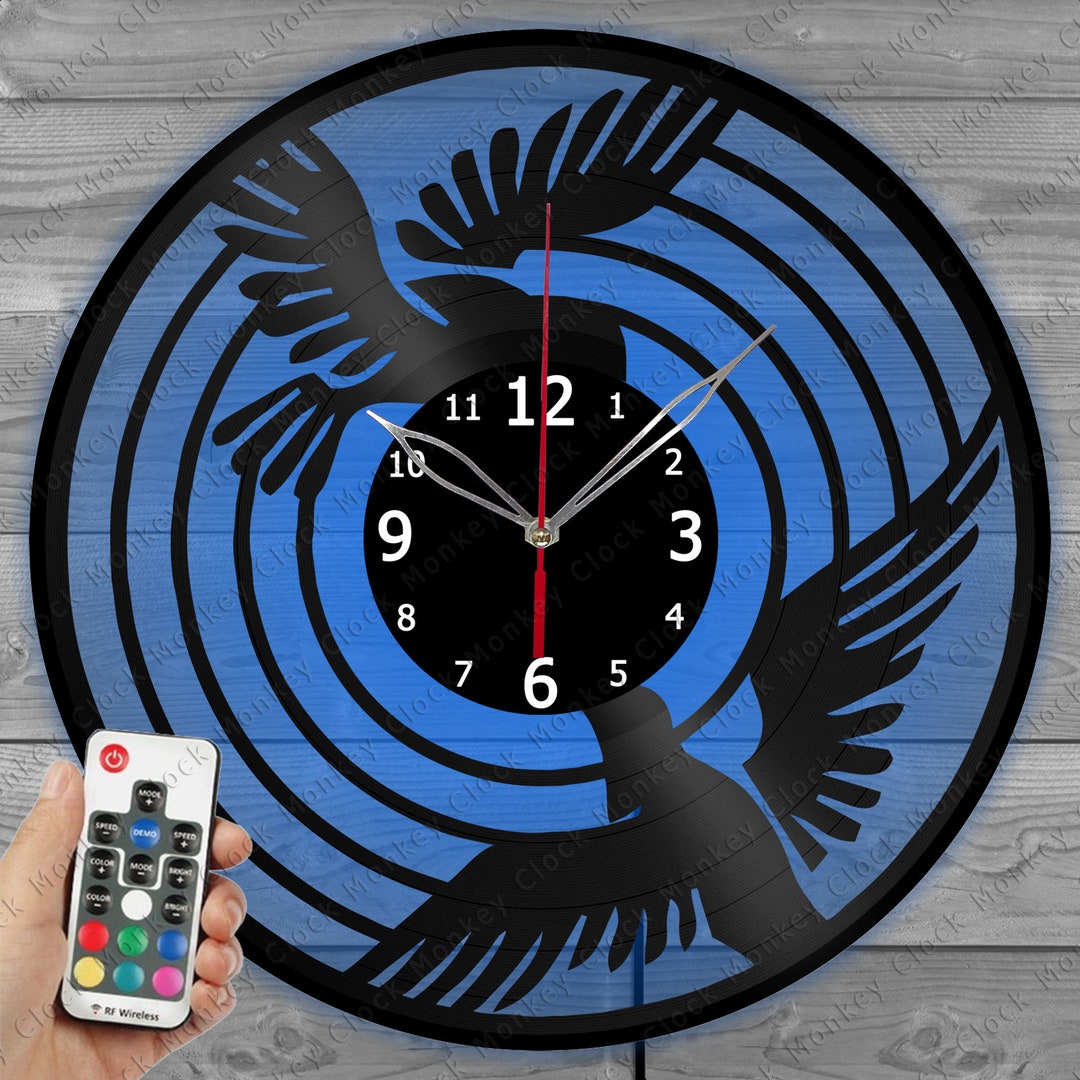 Dove Clock With LED Light Vinyl Clock Decor Home Wall Clock Custom ...