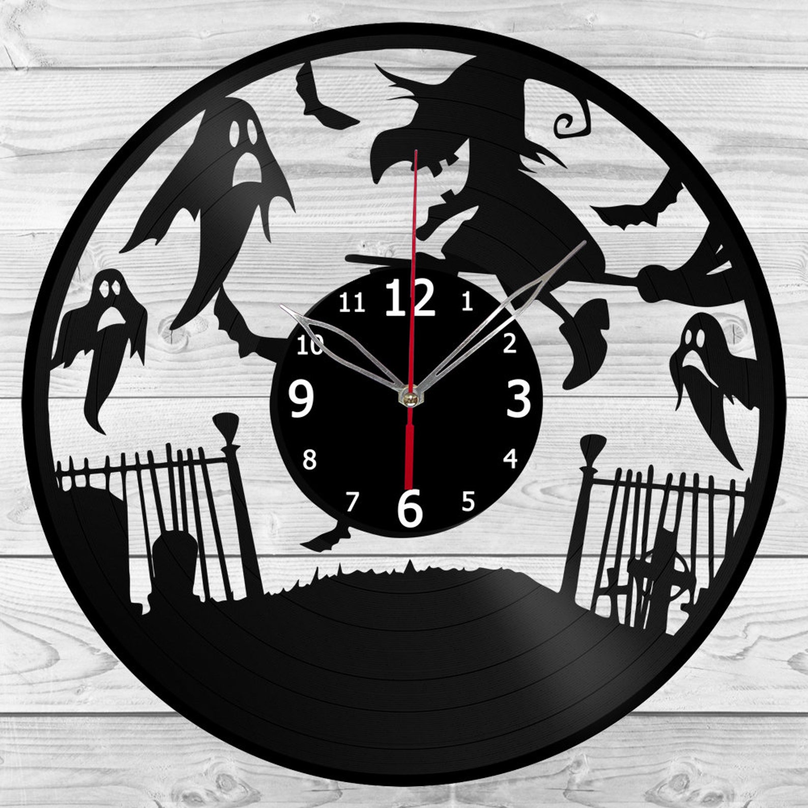 The Witches Clock With LED Light Vinyl Clock Home Decor Wall Clock ...