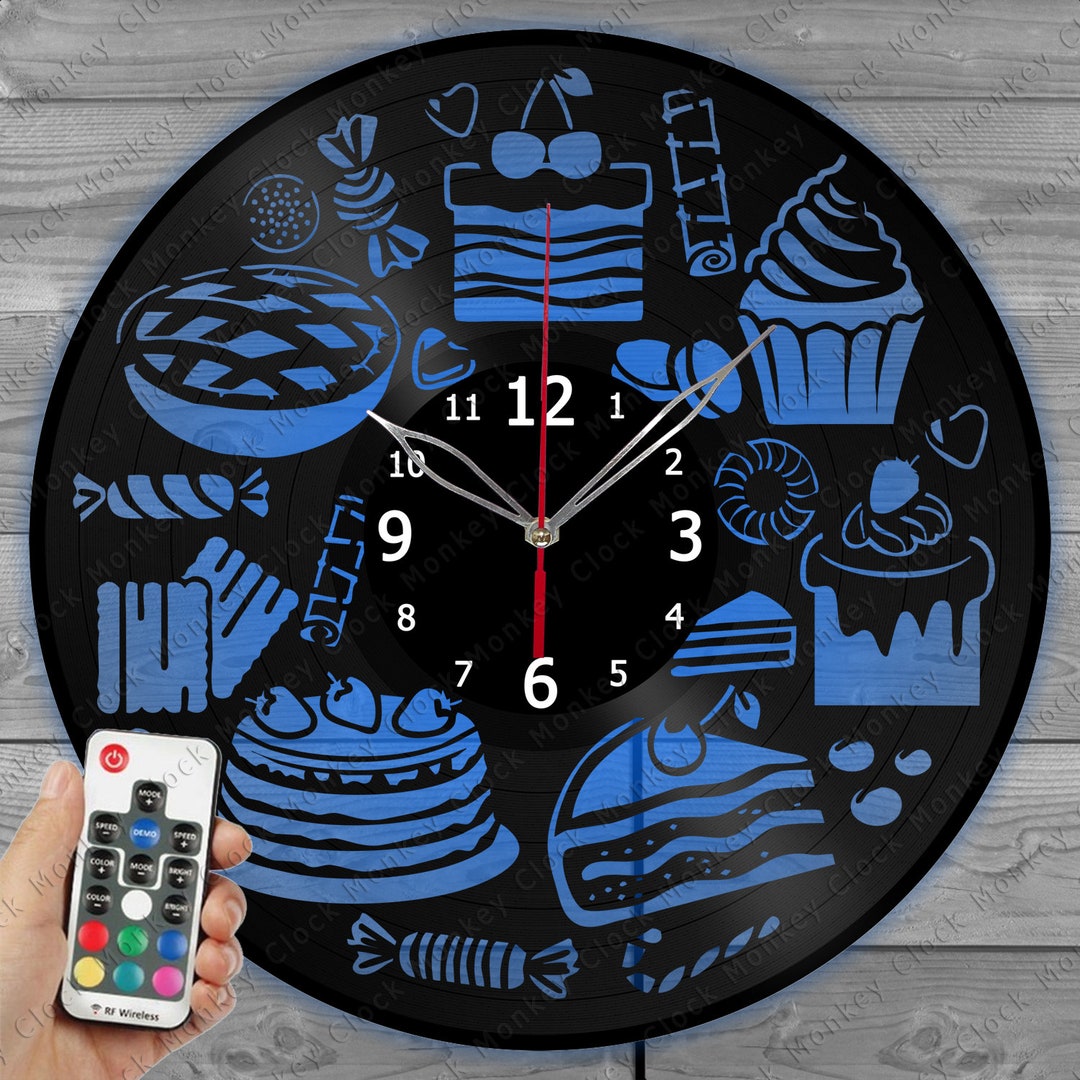 Sweets Clock With LED Light Vinyl Clock Art Decor Wall Clock Custom ...