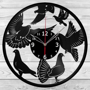 Dove Clock With LED Light Vinyl Clock Decor Home Wall Clock Custom ...