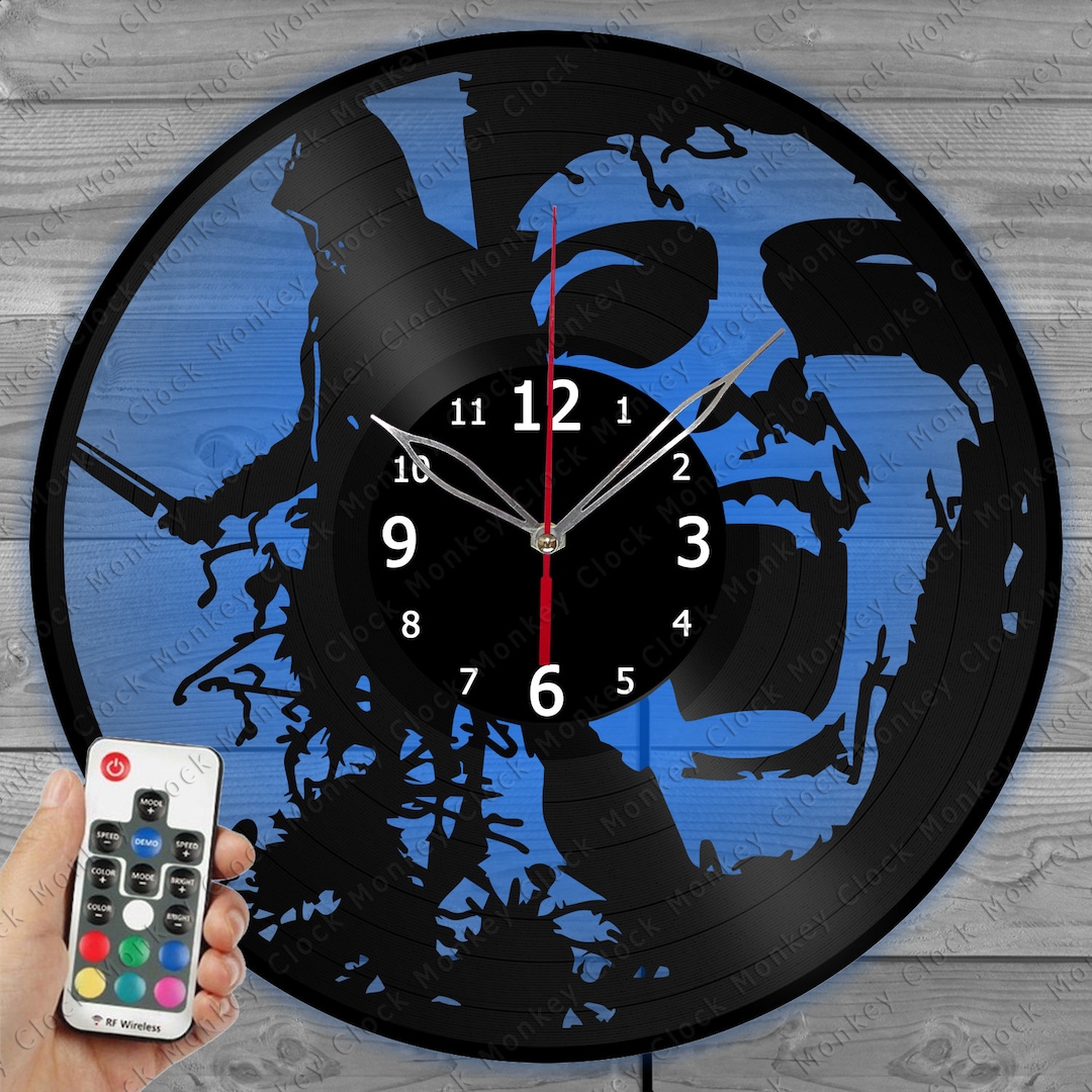 Horror Clock With LED Light Vinyl Clock Art Home Decor Wall Clock ...