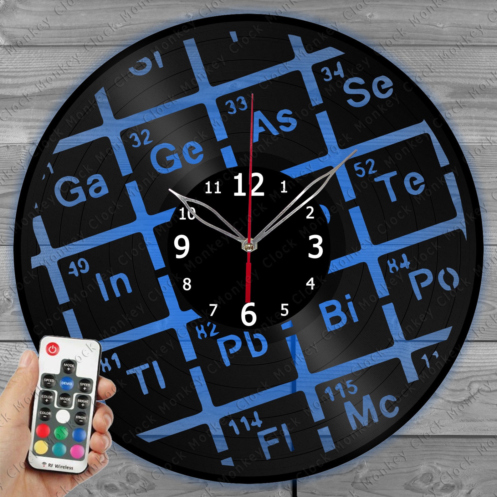 Chemical Element Periodic Table Clock With LED Light Clock Wall Art ...