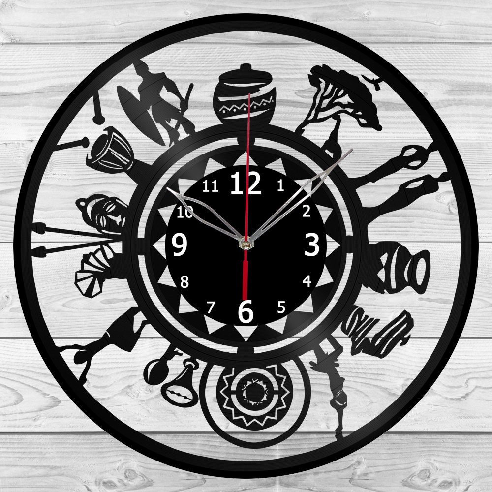 Africa Clock With LED Light Vinyl Clock Home Decor Wall Clock Custom ...