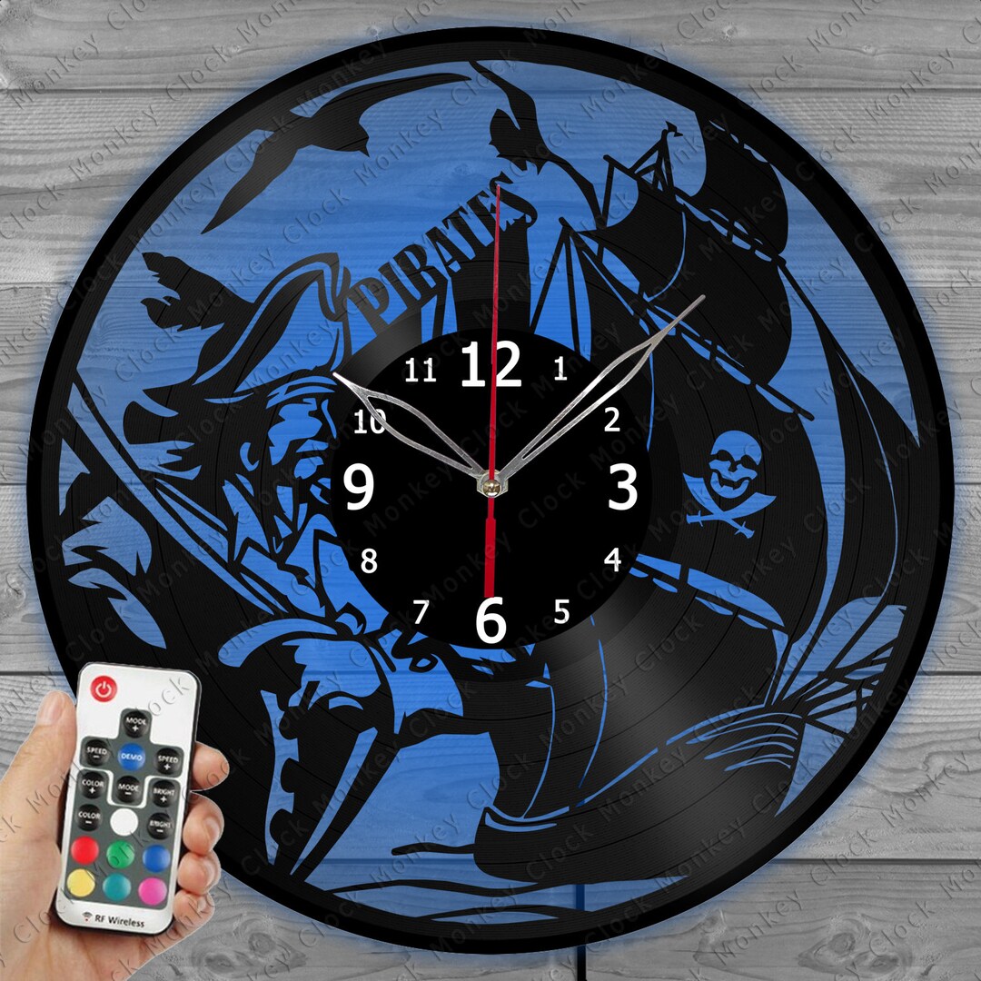 Pirates Clock With LED Light Vinyl Clock Home Decor Wall Clock Custom ...