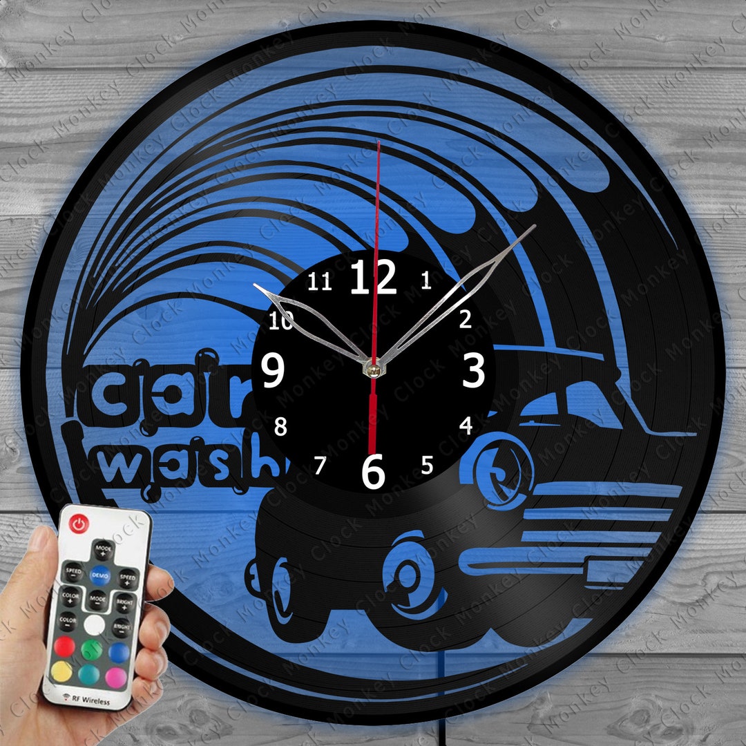 Car Wash Clock With LED Light Vinyl Clock Home Wall Clock Custom Order ...