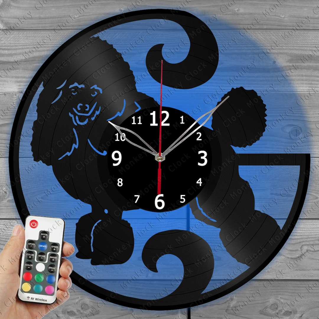 Poodle Clock With LED Light Vinyl Clock Home Decor Dog Wall Clock ...