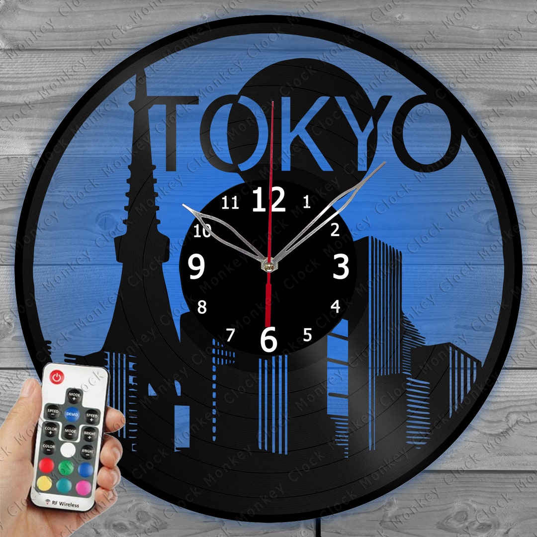 Tokyo Clock With LED Light Vinyl Clock Home Decor City Wall Clock ...