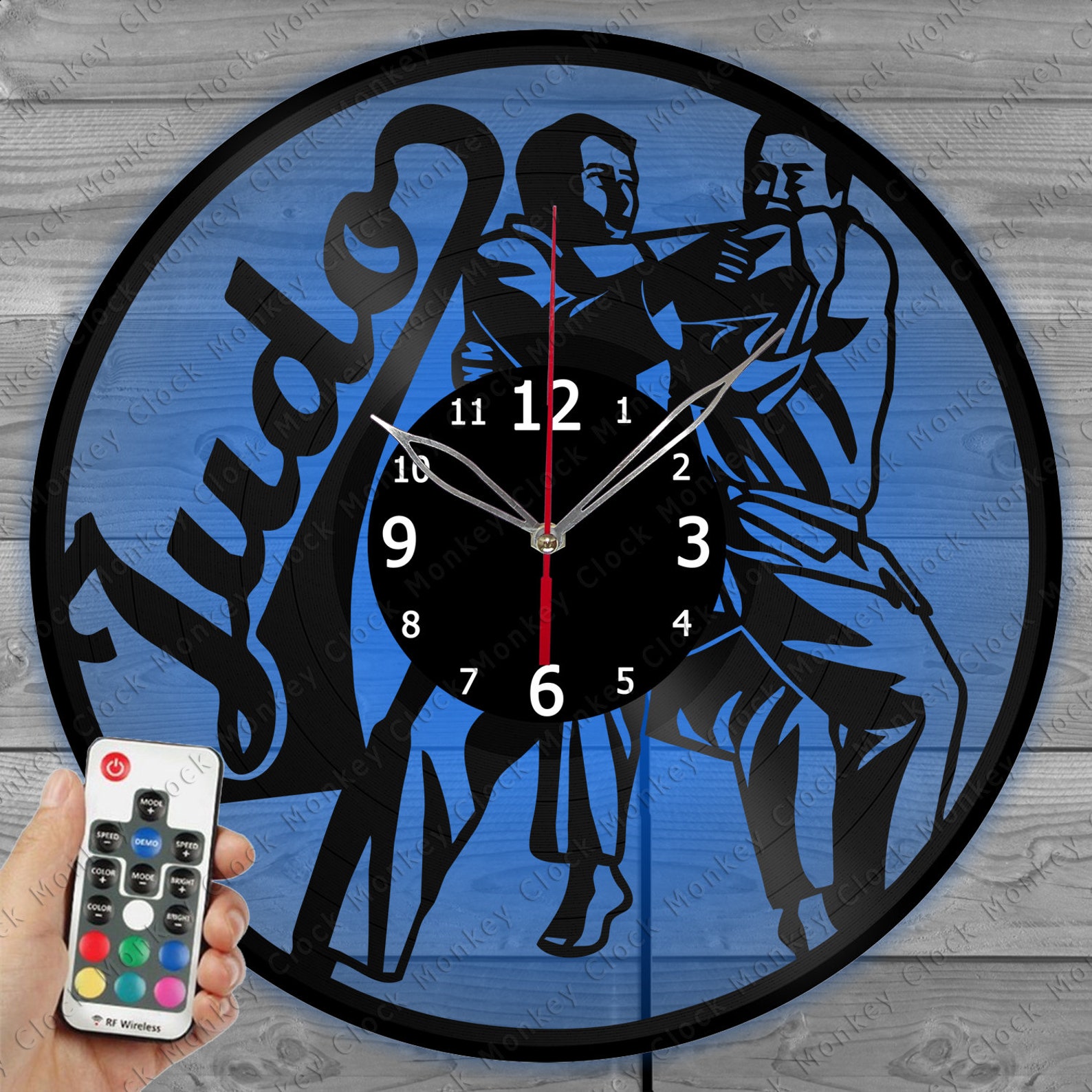 Judo Clock With LED Light Vinyl Clock Home Sport Wall Clock Custom ...