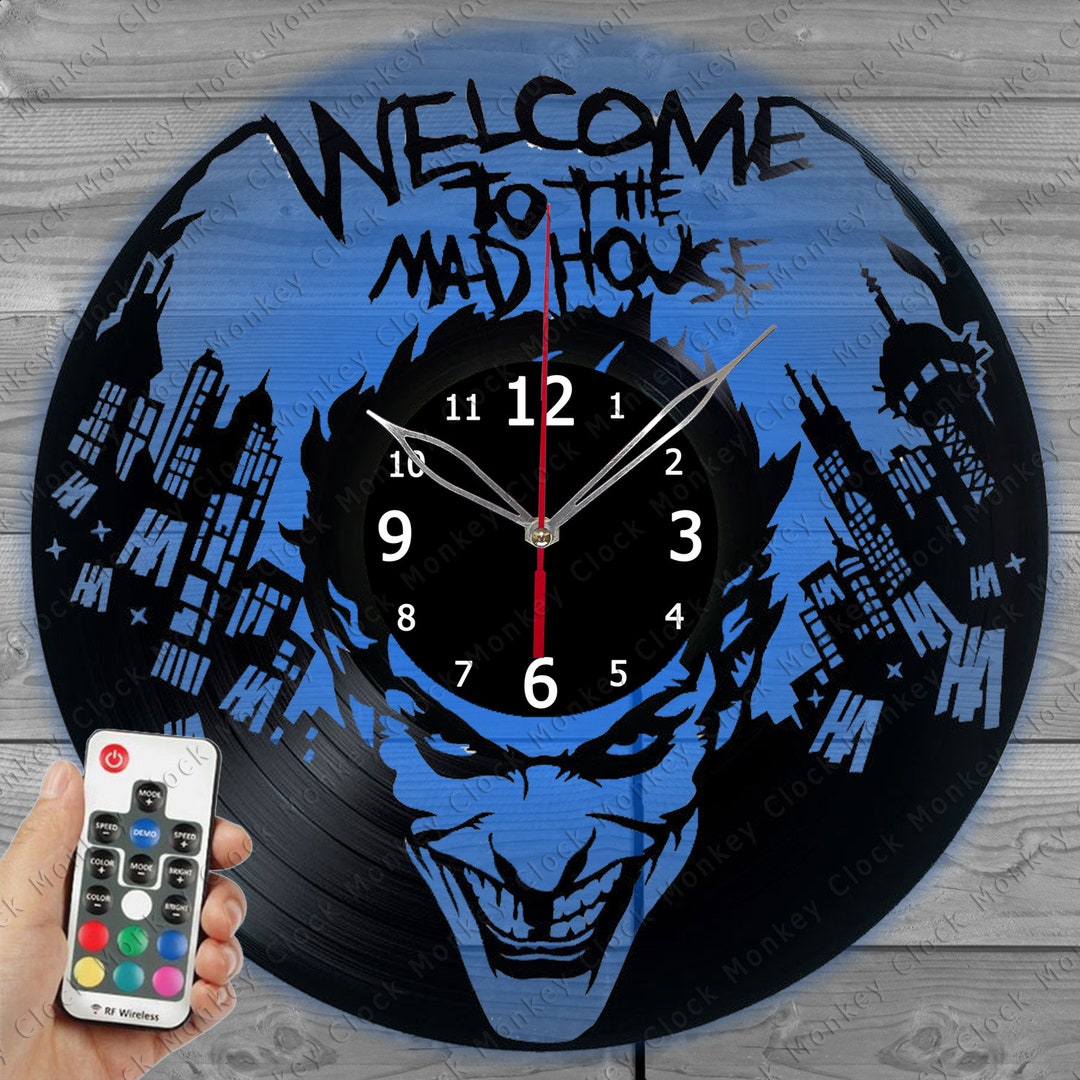 Joker Clock With LED Light Vinyl Clock Art Home Decor Wall Clock Custom ...