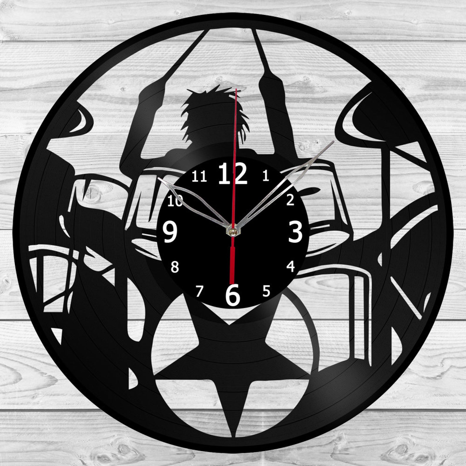 Drums Clock With LED Light Vinyl Clock Decor Music Wall Clock Custom ...