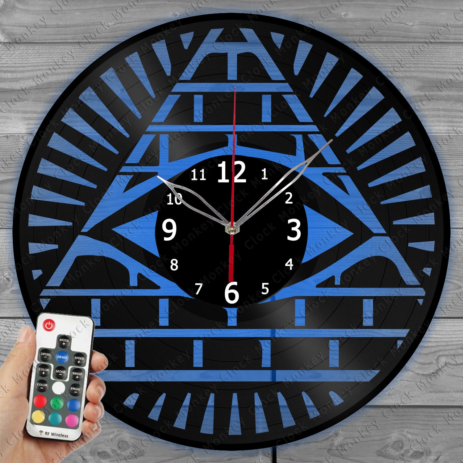 Freemason Clock With LED Light Vinyl Clock Art Home Decor Wall Clock ...