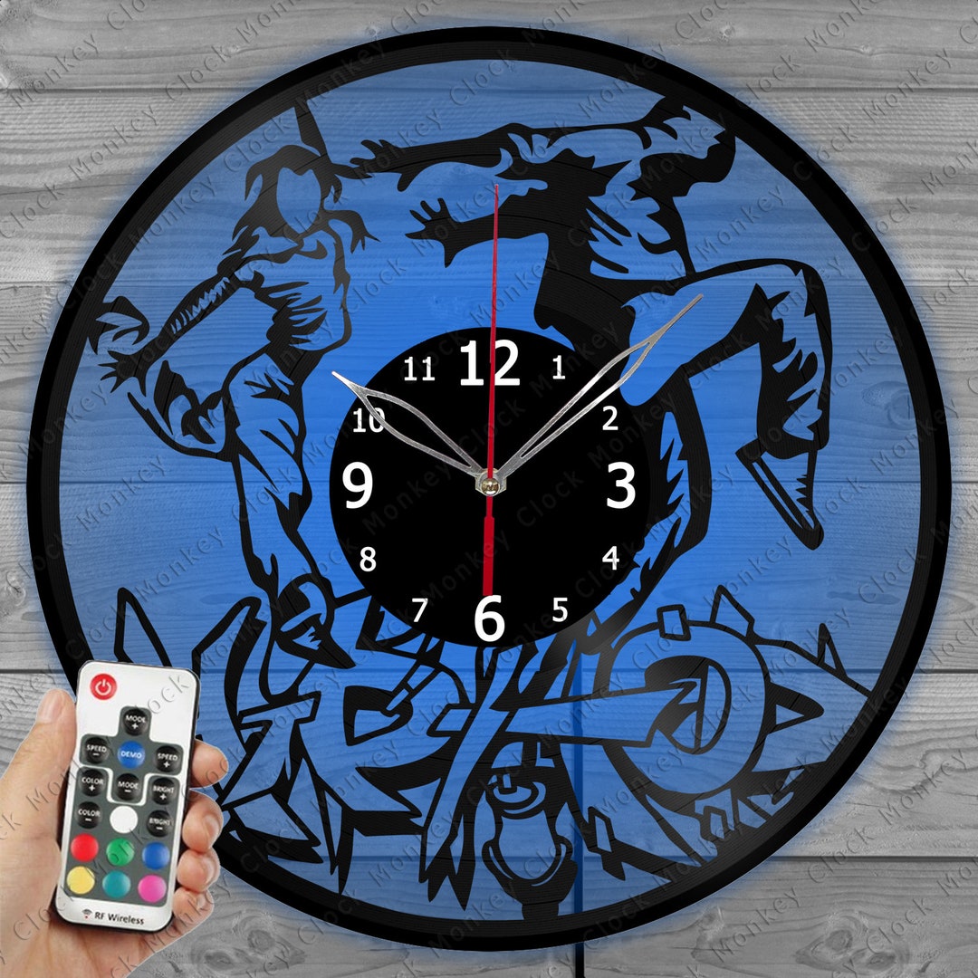 Hip Hop Clock With LED Light Vinyl Clock Art Home Wall Clock Custom ...