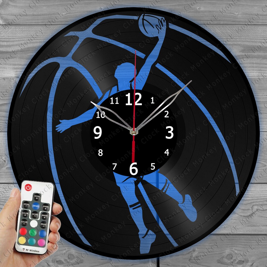 Basketball Clock With LED Light Vinyl Clock Art Home Decor Wall Clock ...