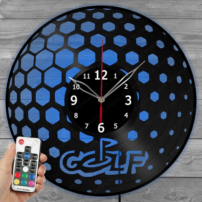 Golf Clock With LED Light Vinyl Clock Decor Home Wall Clock Custom ...