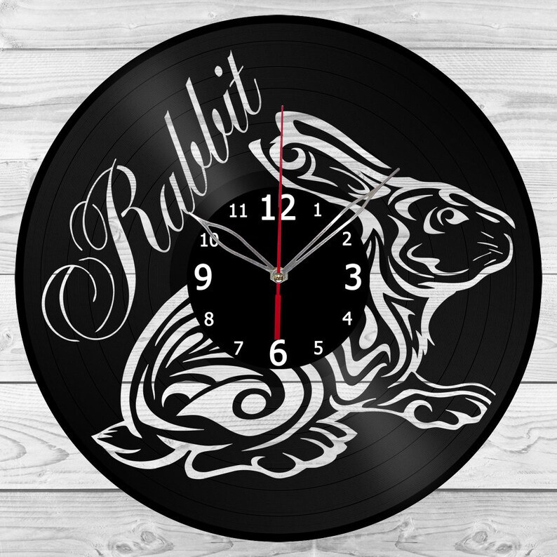 Rabbit Clock With LED Light Vinyl Clock Home Decor Wall Clock Custom ...
