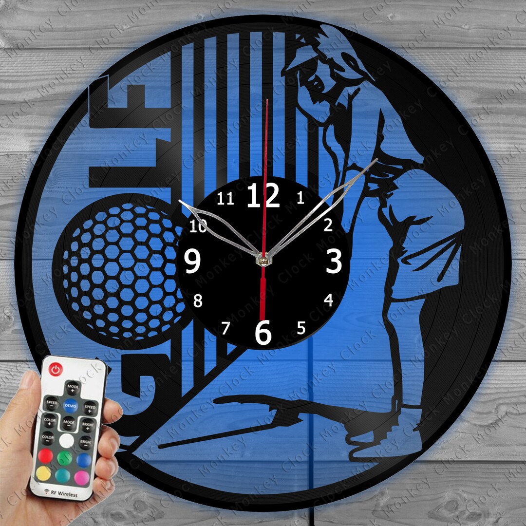 Golf Clock With LED Light Vinyl Clock Decor Wall Clock Custom Order ...
