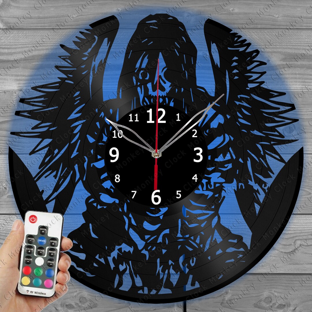 Horror Clock With LED Light Vinyl Clock Art Home Decor Wall Clock ...