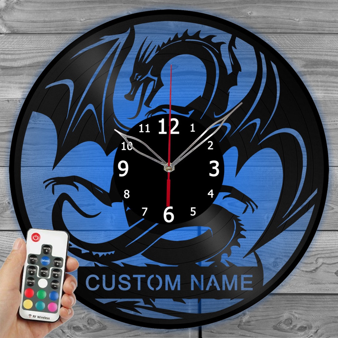 Dragon Vinyl Clock With LED Light Vinyl Clock Home Decor Wall Clock ...