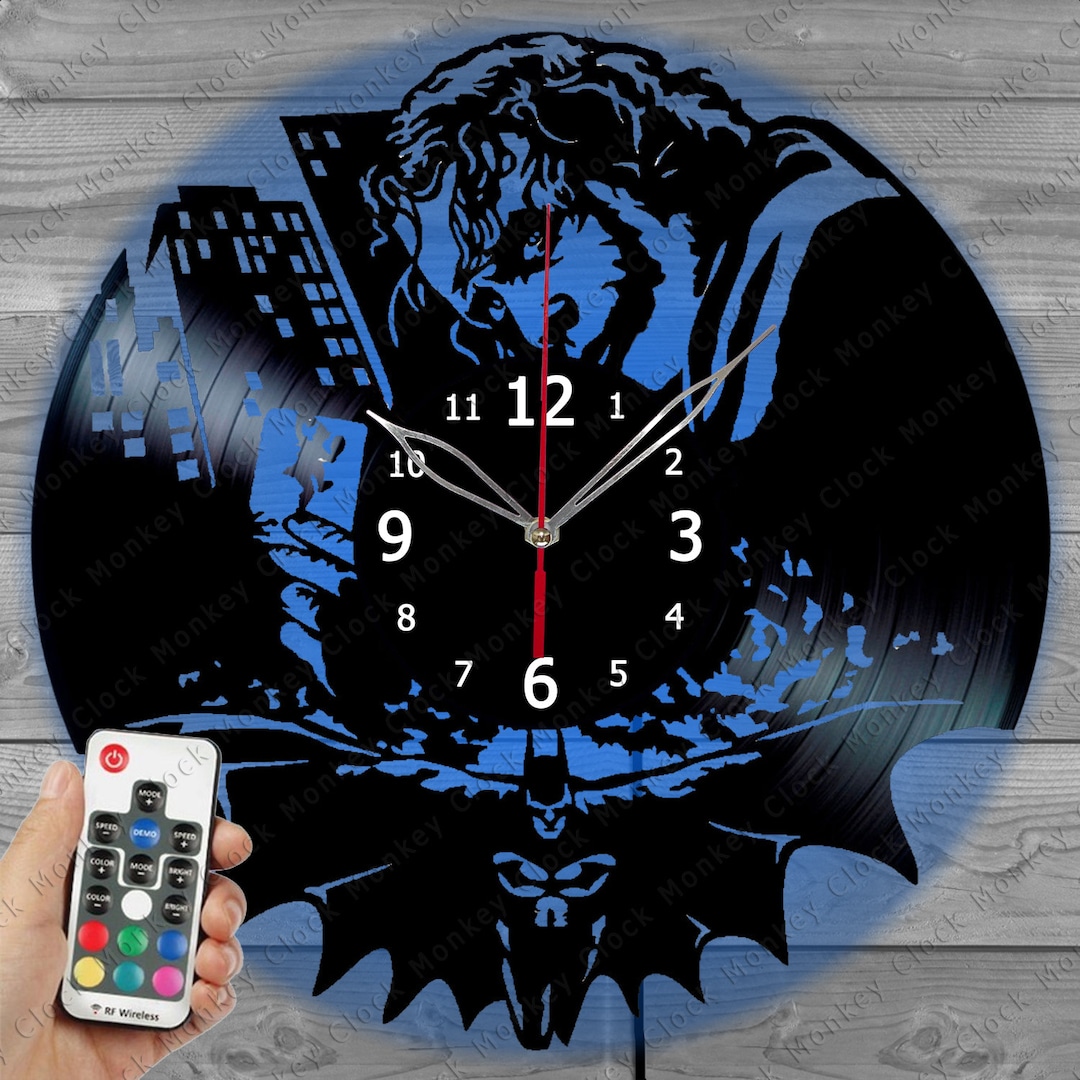 Joker Clock With LED Light Vinyl Clock Art Home Decor Wall Clock Custom ...