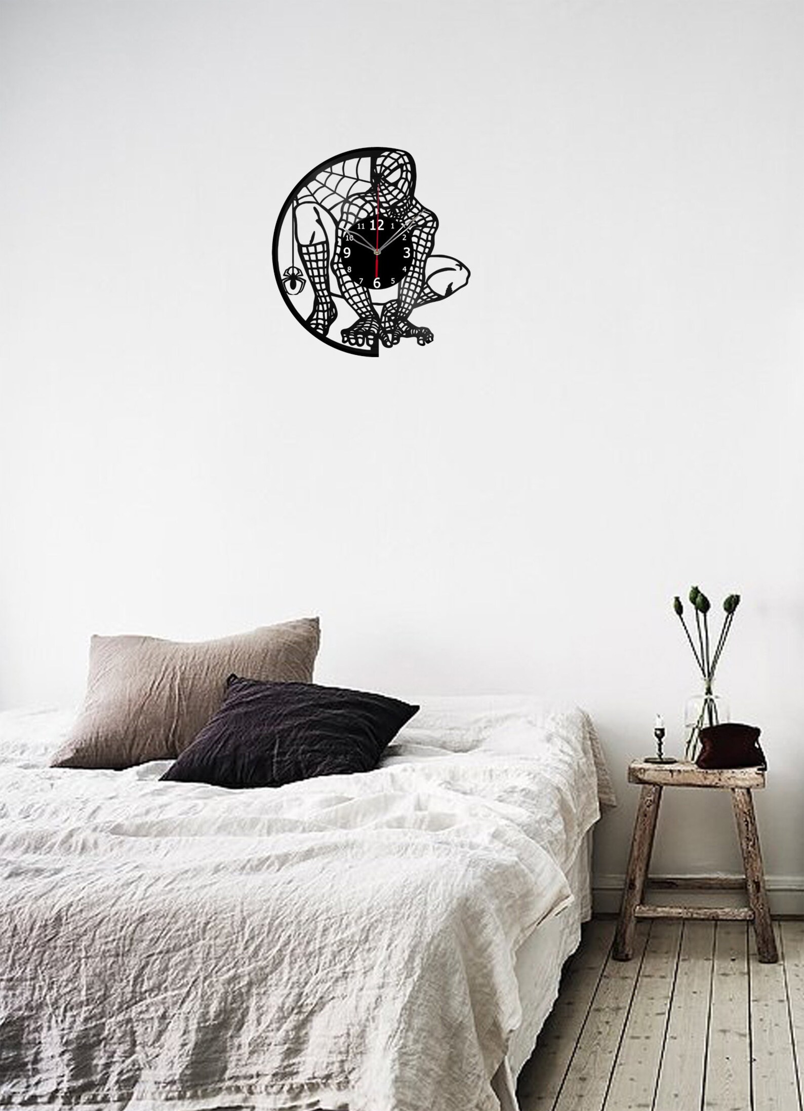 Superheroe Clock With LED Light Art Spiderman Decor Vinyl Record Wall ...