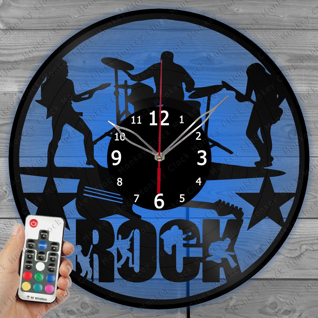 Rock Music Clock With LED Light Vinyl Clock Art Decor Wall Clock Custom ...