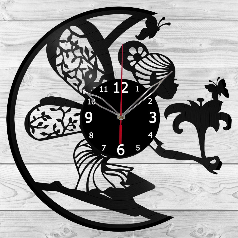 Fairy Clock With LED Light Vinyl Clock Art Decor Wall Clock Custom ...
