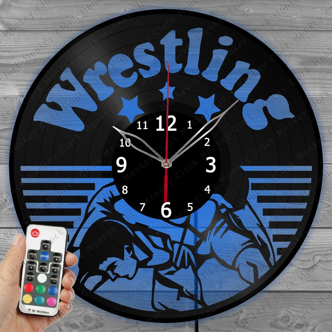 Wrestling Clock With LED Light Vinyl Clock Decor Home Wall Clock Custom ...
