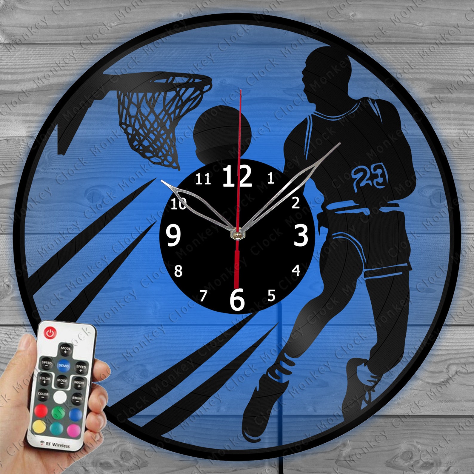 Basketball Clock With LED Light Vinyl Clock Art Home Decor Wall Clock ...