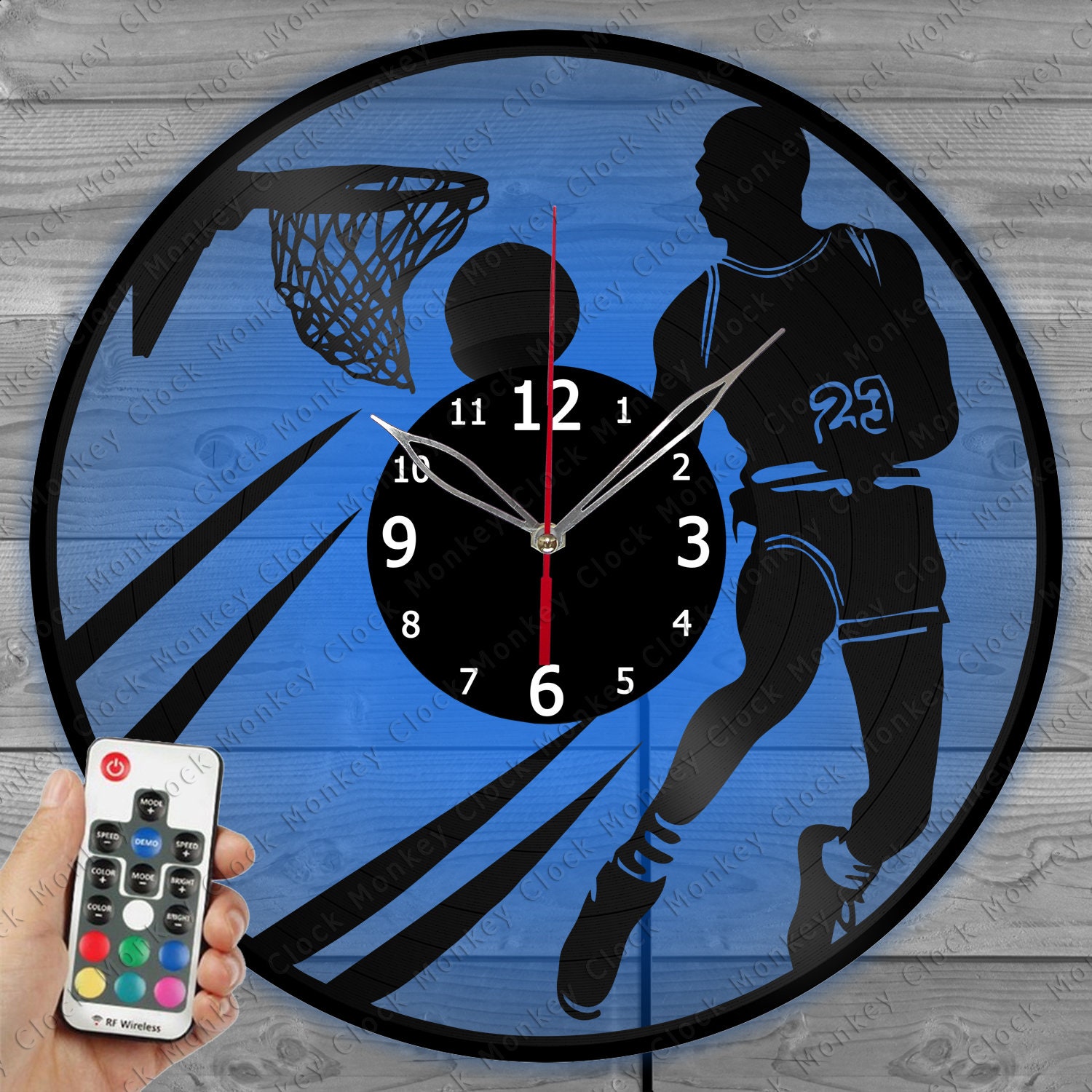 Basketball Clock With LED Light Vinyl Clock Art Home Decor Wall Clock ...