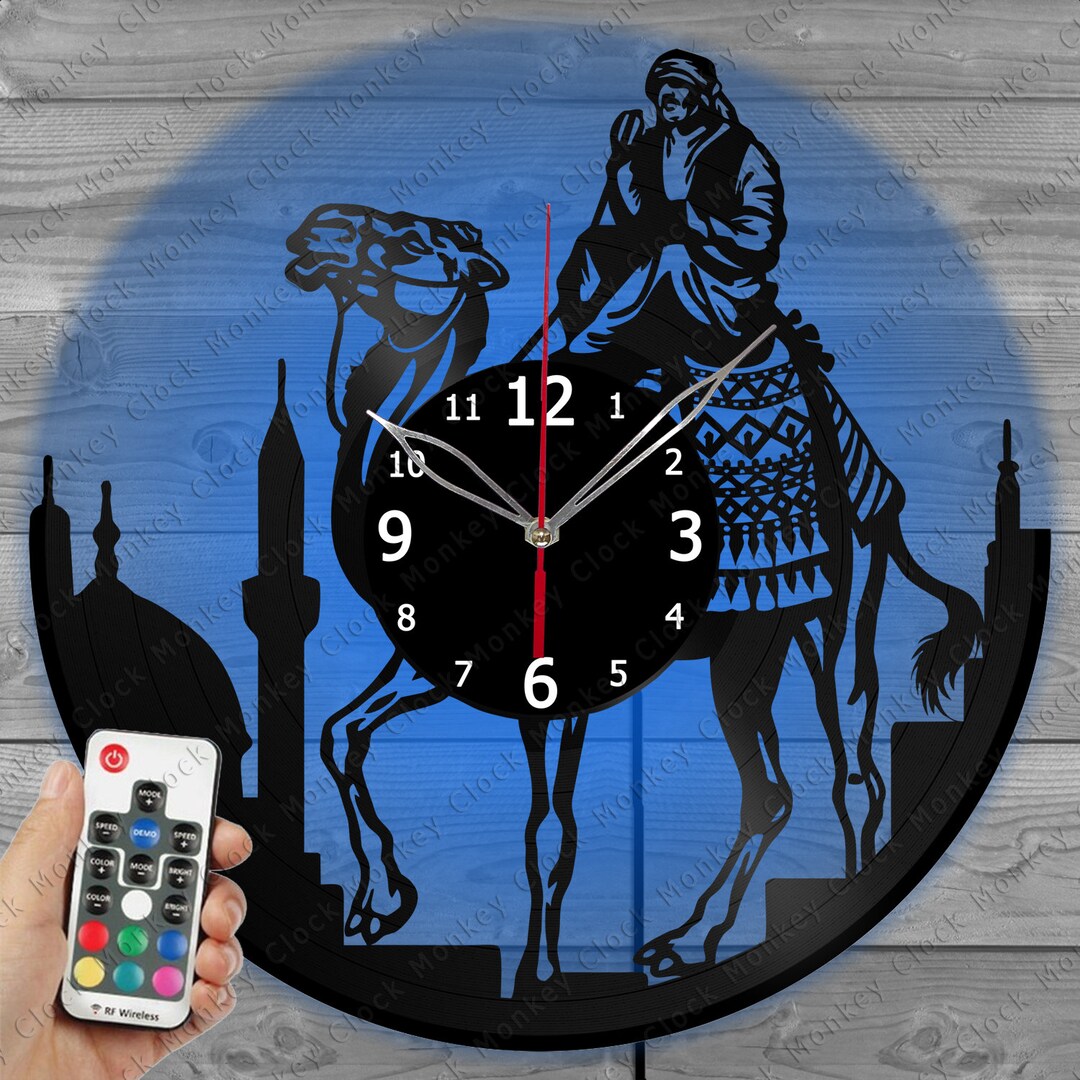 Camel Clock With LED Light Vinyl Clock Art Home Decor Wall Clock Custom ...