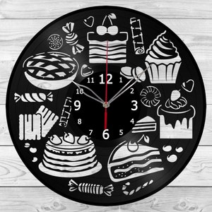 Sweets Clock With LED Light Vinyl Clock Art Decor Wall Clock Custom ...