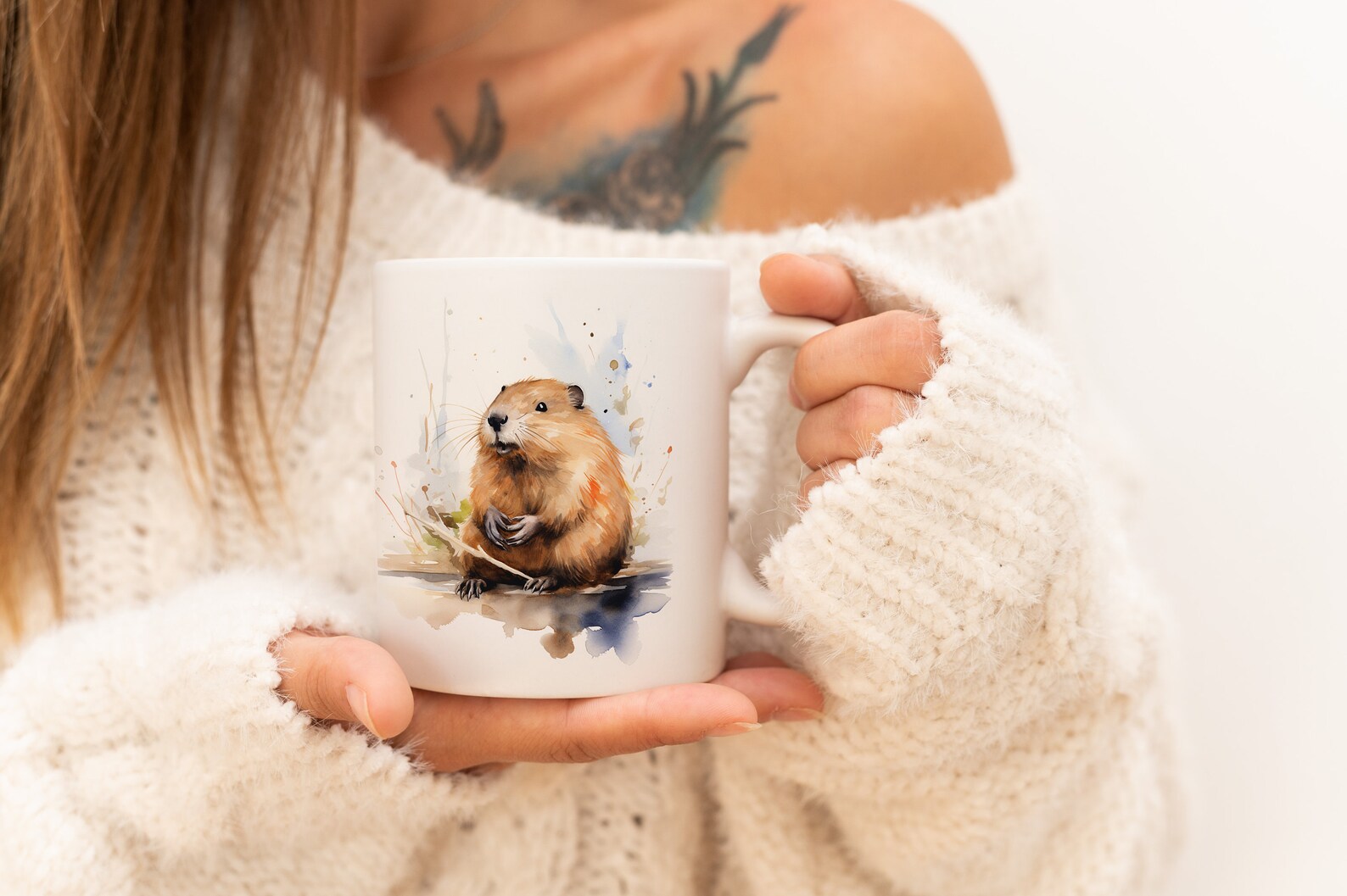 Beaver Mug Watercolor Animal Mug Ceramic Coffee Mug With Animal Motif ...