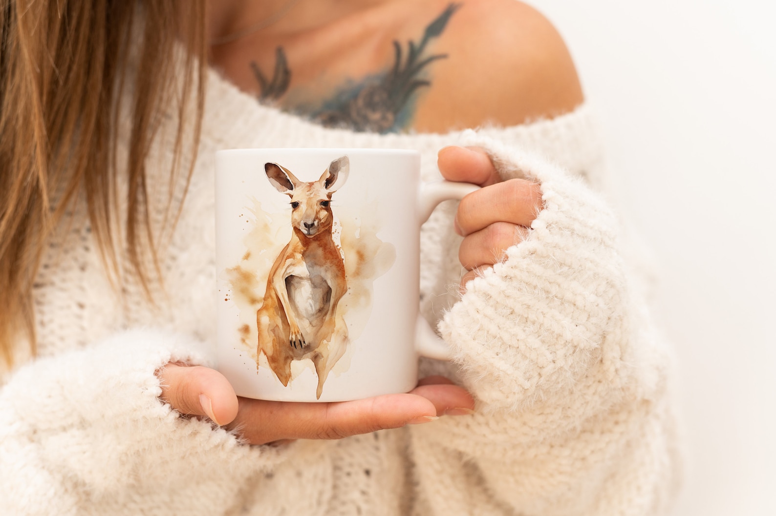 Kangaroo Mug Watercolor Animal Mug Ceramic Coffee Mug With Animal Motif ...