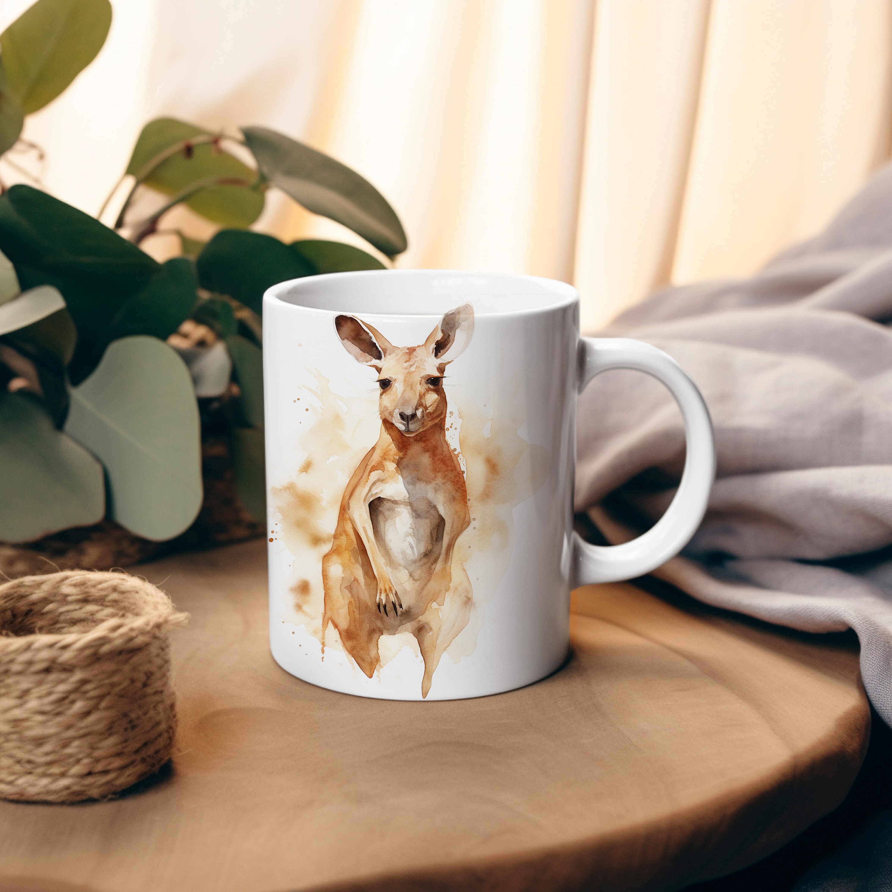 Kangaroo Mug Watercolor Animal Mug Ceramic Coffee Mug With Animal Motif ...