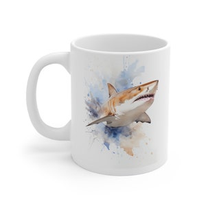 Shark Mug | Watercolor Animal Mug Ceramic Coffee Mug With Animal Motif ...